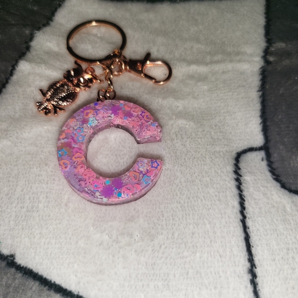 Handmade | Accessories | Purplepink Hearts Letter C Keychain | Poshmark